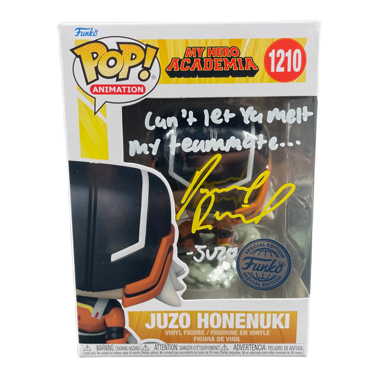 Dallas Reid Signed Funko POP My Hero Acacedmia Juzo Honenuki Anime Aut ...