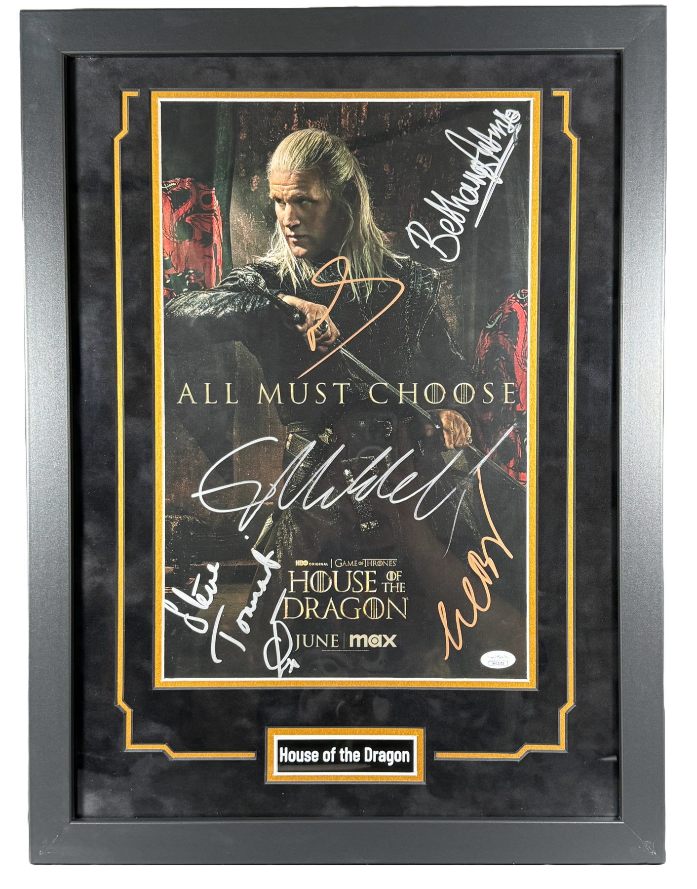 House of the Dragon Cast Signed 11x17 Custom Framed Matt Smith Autogra ...