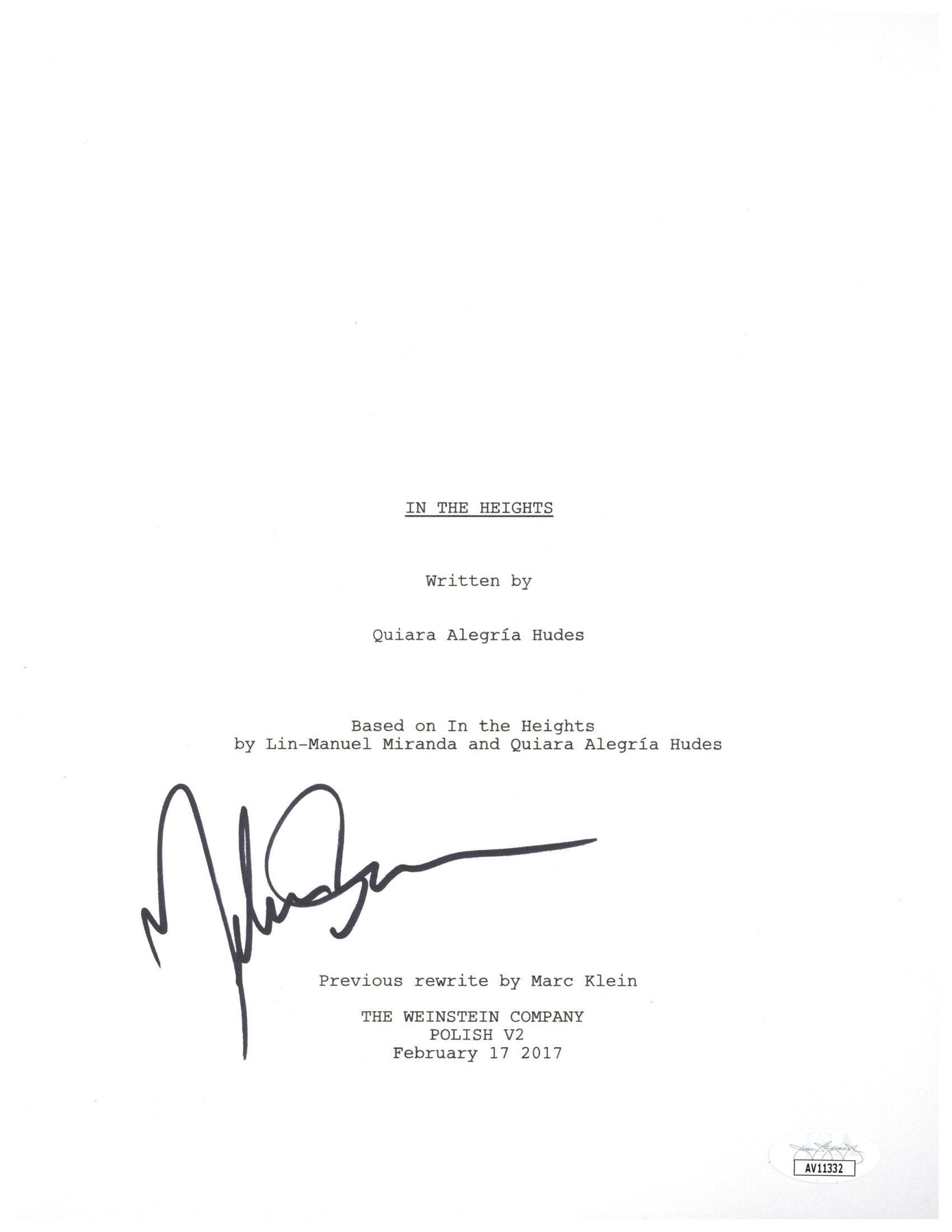 Melissa Barrera Signed In The Heights Script Cover Autographed JSA COA ...