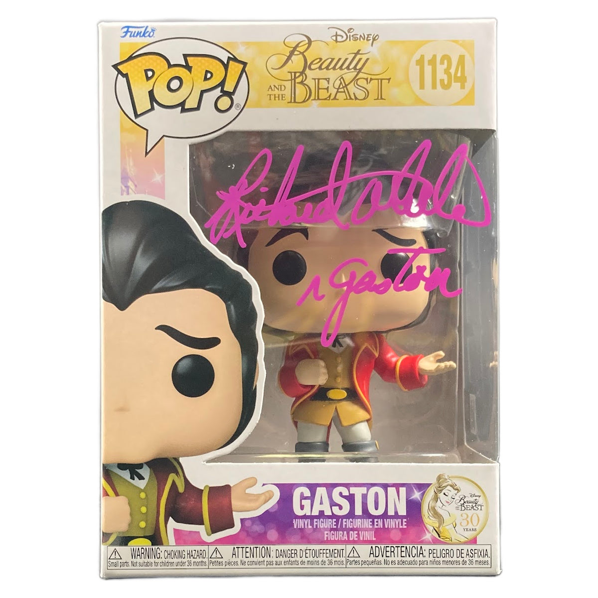 Richard White Signed Funko POP Disney Beauty and the Beast Gaston Auto ...